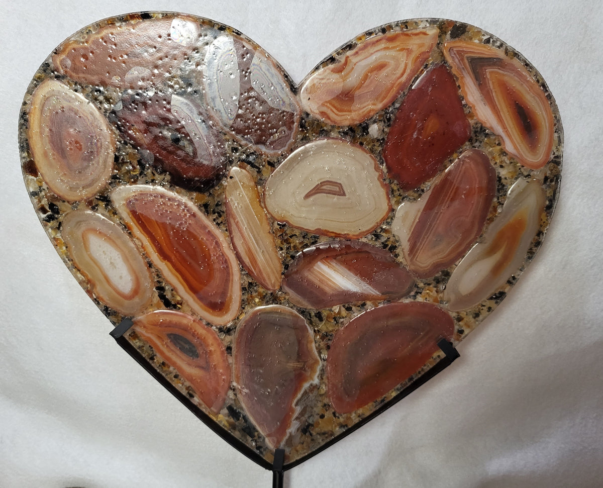 Polished Agate Heart on Steel Base – Safari West Gift Gallery